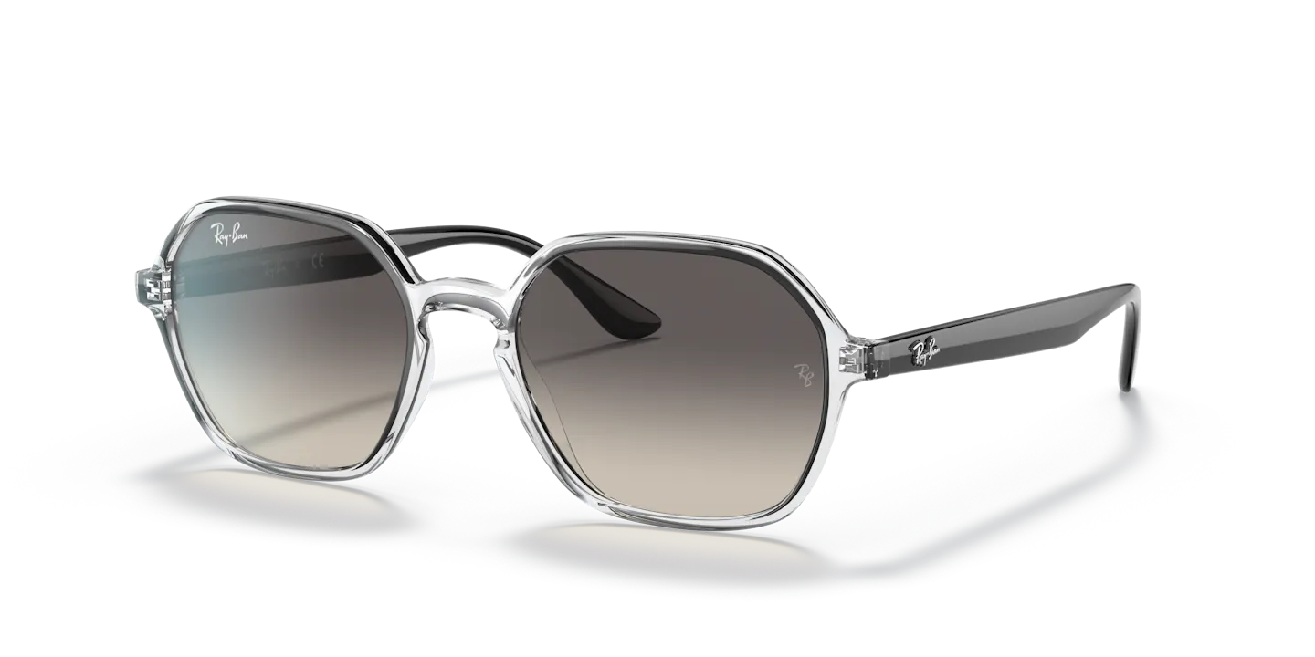 Ray-Ban RB4361 irregular Sunglasses with Transparent frame and Grey ...