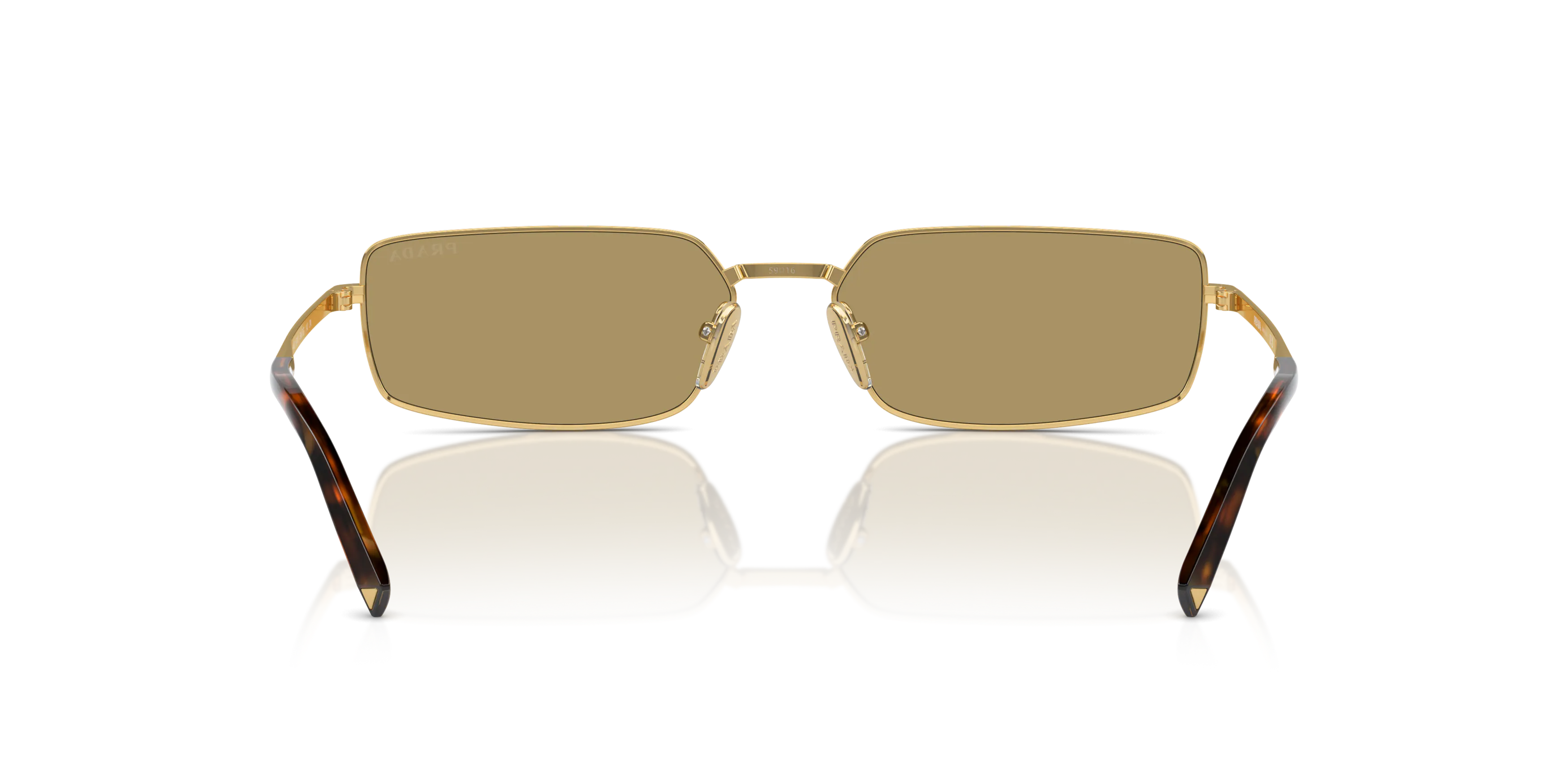 Prada PR A60S rectangle Sunglasses with Gold frame and Green lenses ...